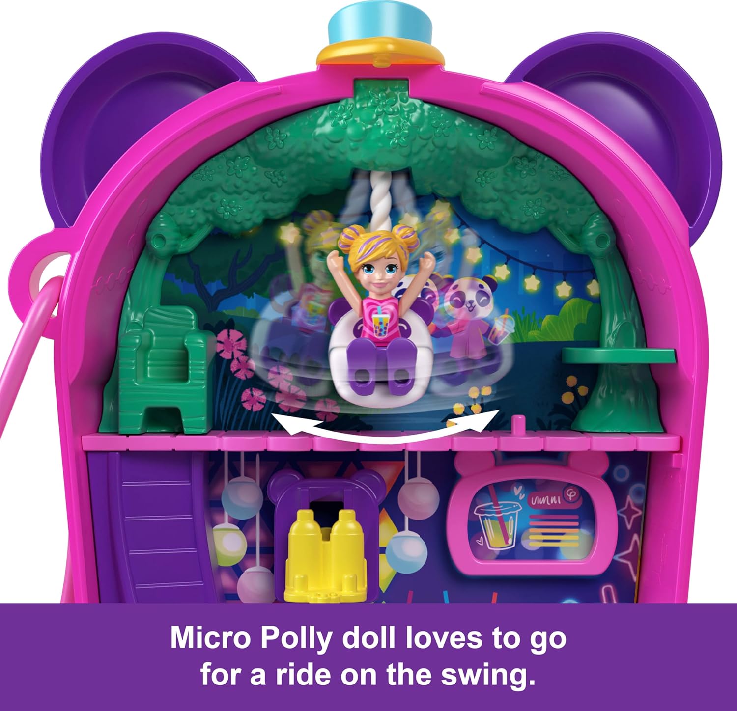 Polly Pocket Bubble Tea Panda Compact With 2 Micro Dolls And Pet Panda ...
