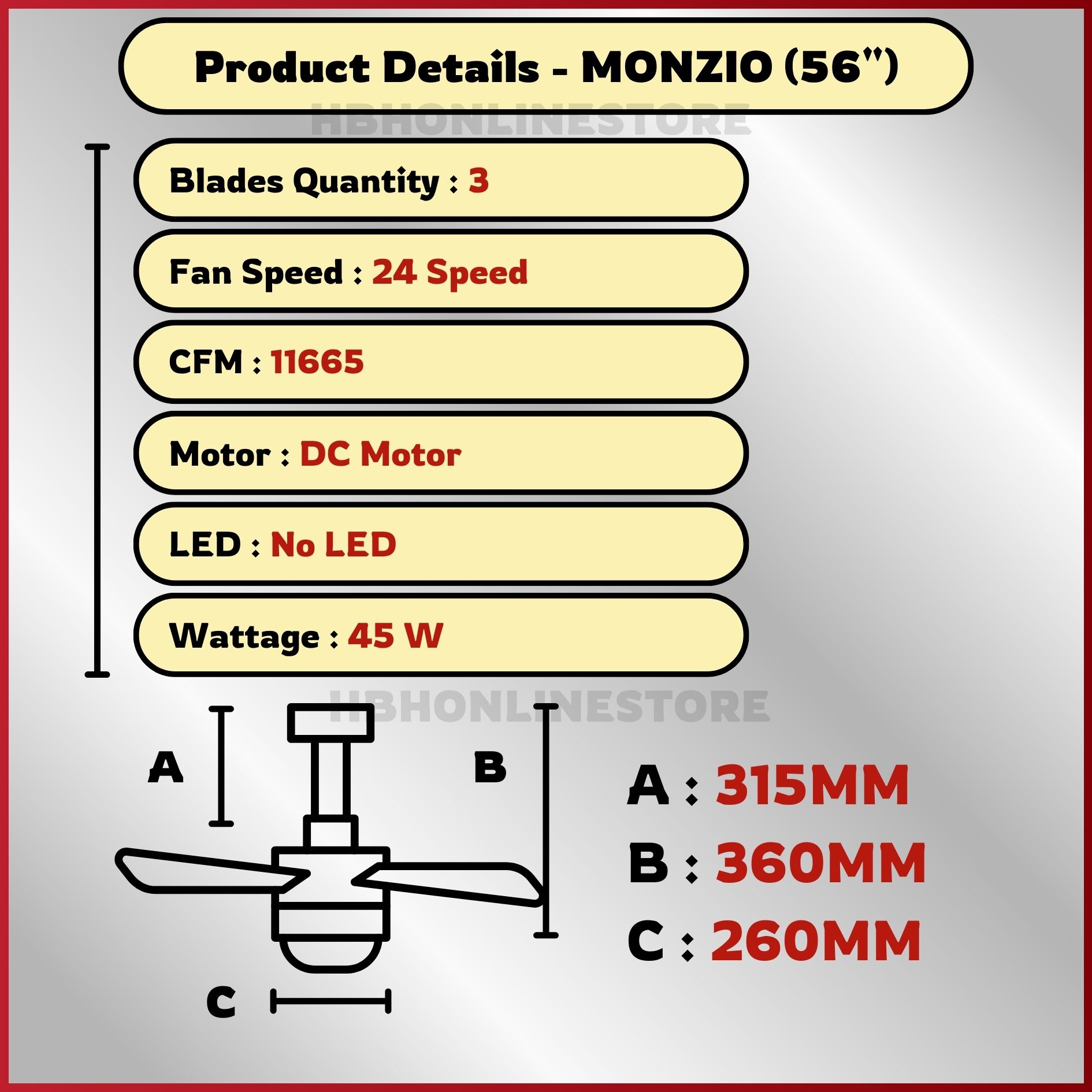 (FreeGift) Deka | Monzio 42" | 56" | 3 Blades | 24 Speed | Remote ...