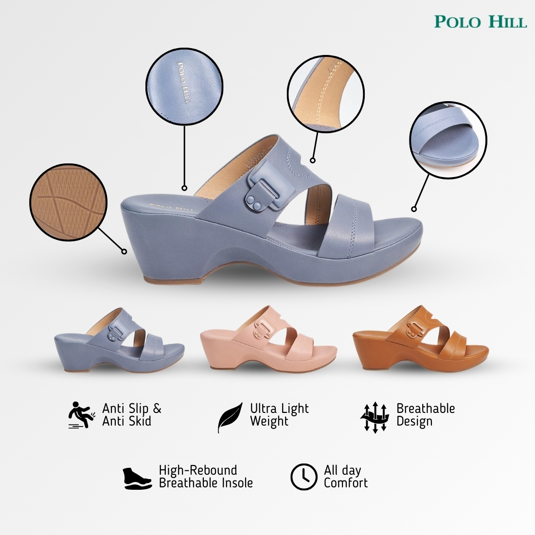 POLO HILL Ladies Wedges Sandals PLSS-LS5332 | Shopee Malaysia