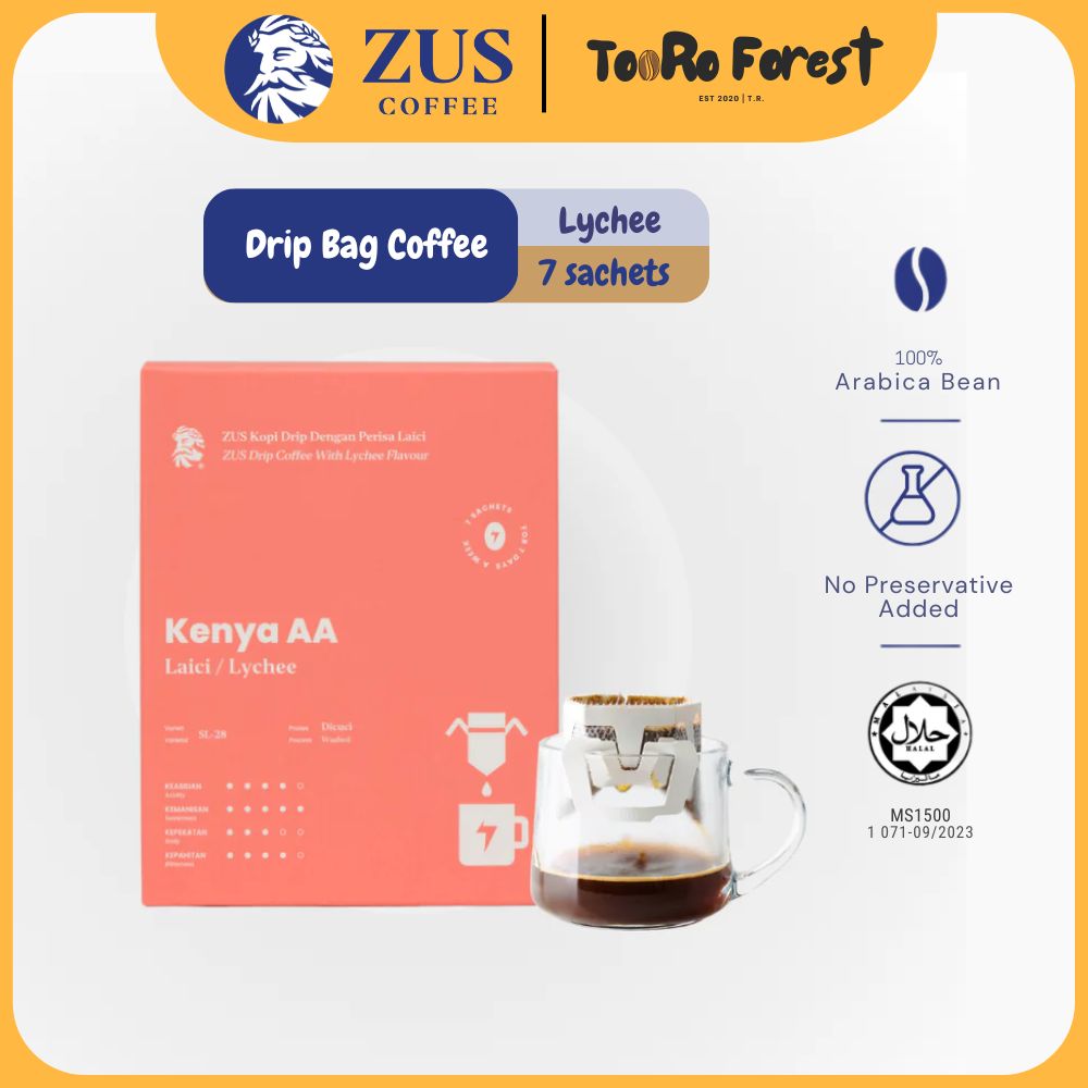ZUS Flavoured Drip Bag Coffee - Kenya AA - Lychee - 7's | Shopee Malaysia