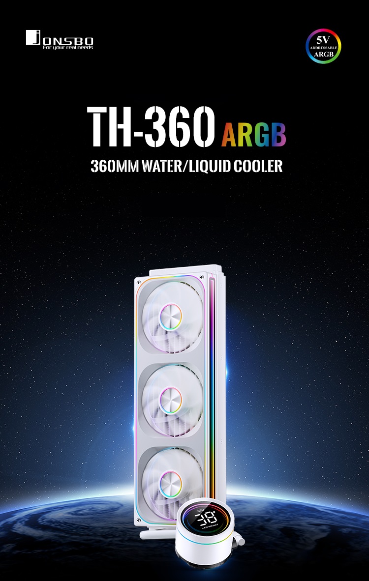 Jonsbo TH-240 / TH-360 Digital CPU Aio Cooler 240mm 360mm Black / White ...