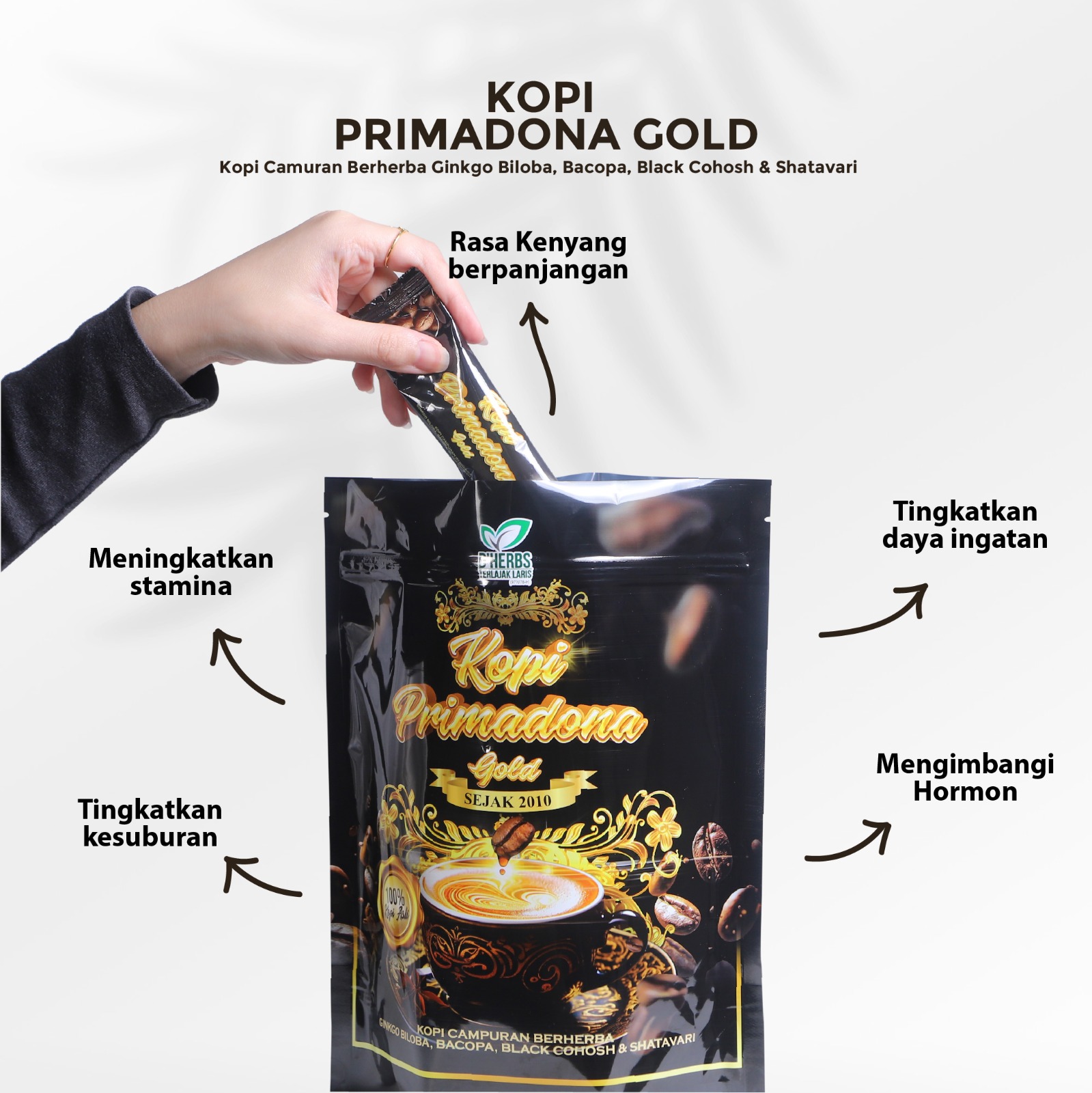 DHERBS KOPI PRIMADONA GOLD (Beli Combo Pack Percuma 1 Mandian Susu ...