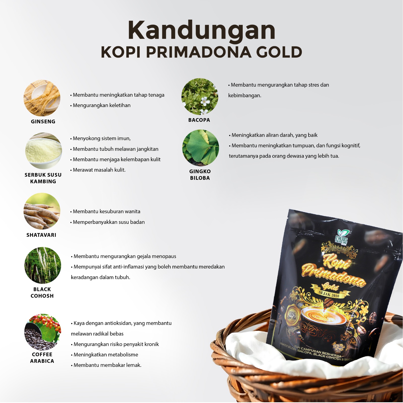 DHERBS KOPI PRIMADONA GOLD (Beli Combo Pack Percuma 1 Mandian Susu ...