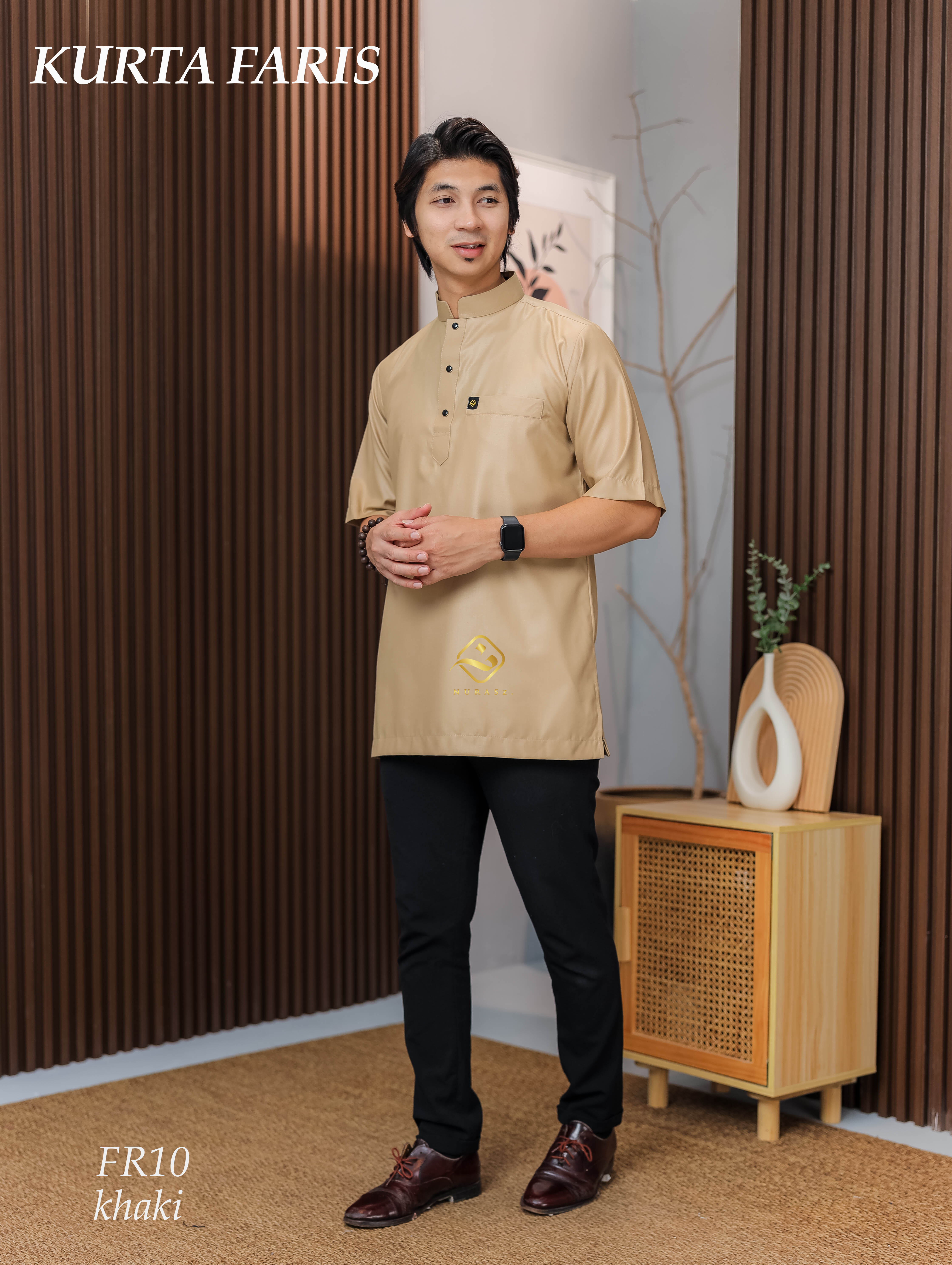KURTA FARIS LENGAN PENDEK CEKAK MUSANG | Shopee Malaysia