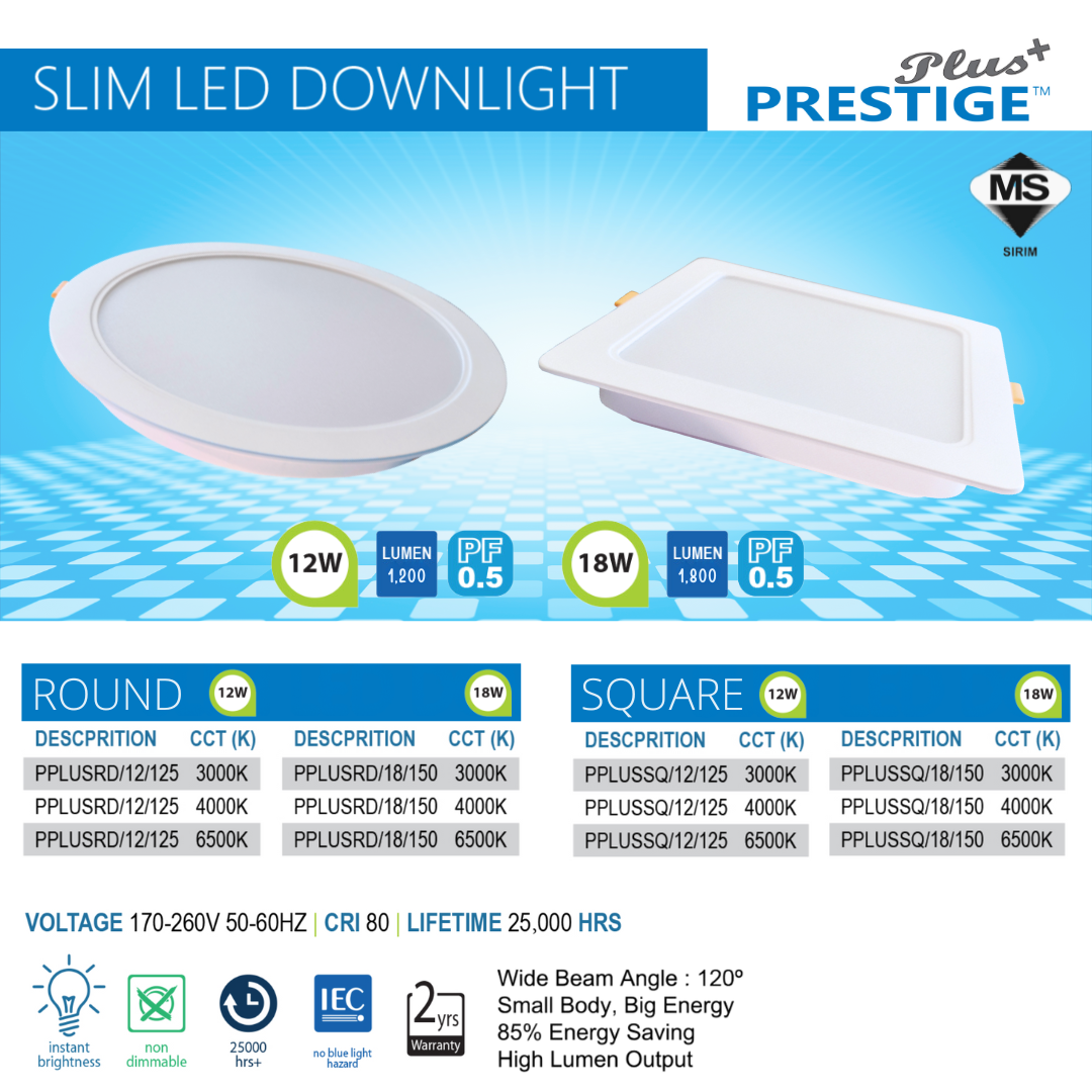 MEGAMAN / PRESTIGE LED Downlight Lampu Siling Surface Recessed Ceiling ...