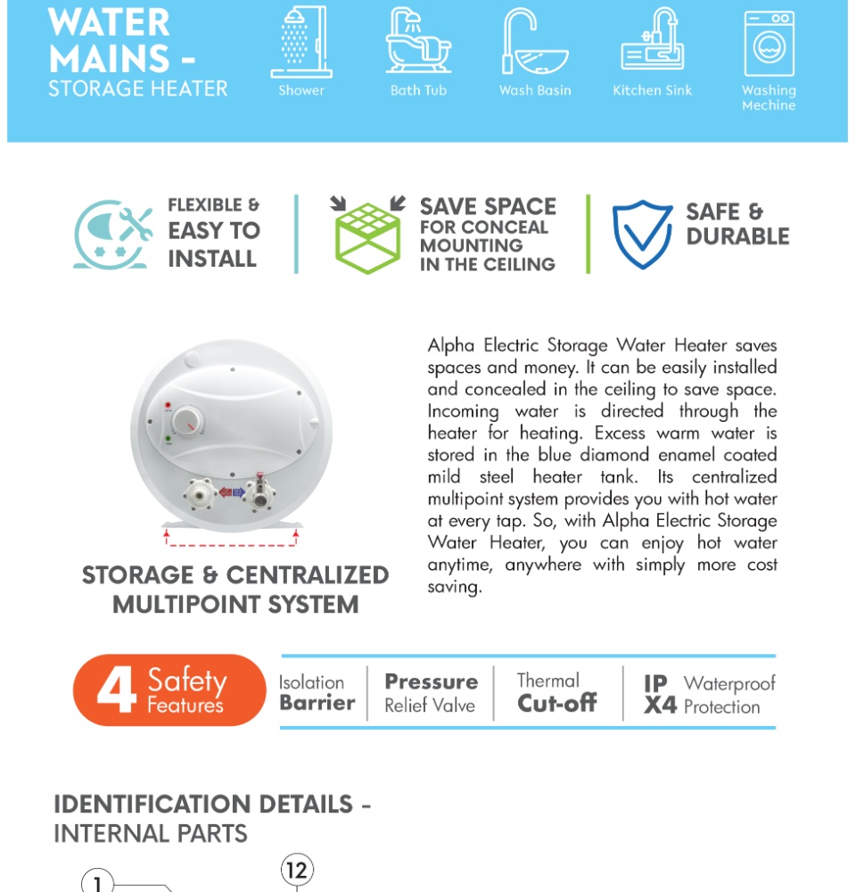 Alpha Horizontal Storage Water Heater Horizon 30L 40L 50L 70L 90L AST30 AST40 AST50 AST70 AST90 ...