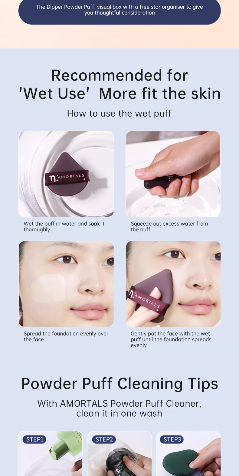 AMORTALS Korea Big Dipper Makeup Powder Puff Air Cushion Puff ...