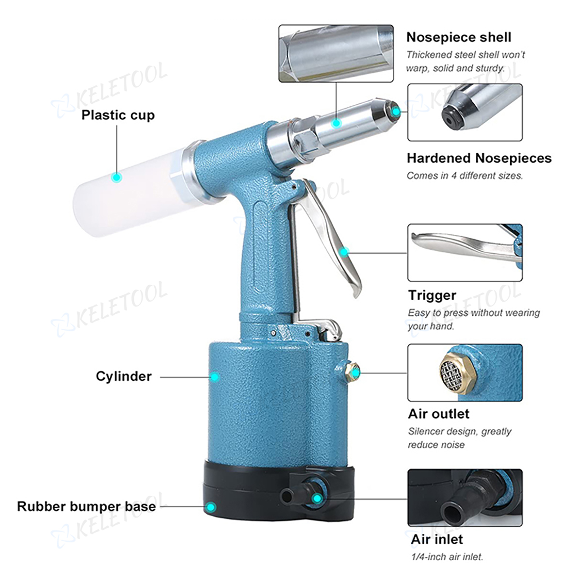 Heavy Duty Air Hydraulic Riveter Pneumatic Rivet Gun Nut Guns Nail Gun ...