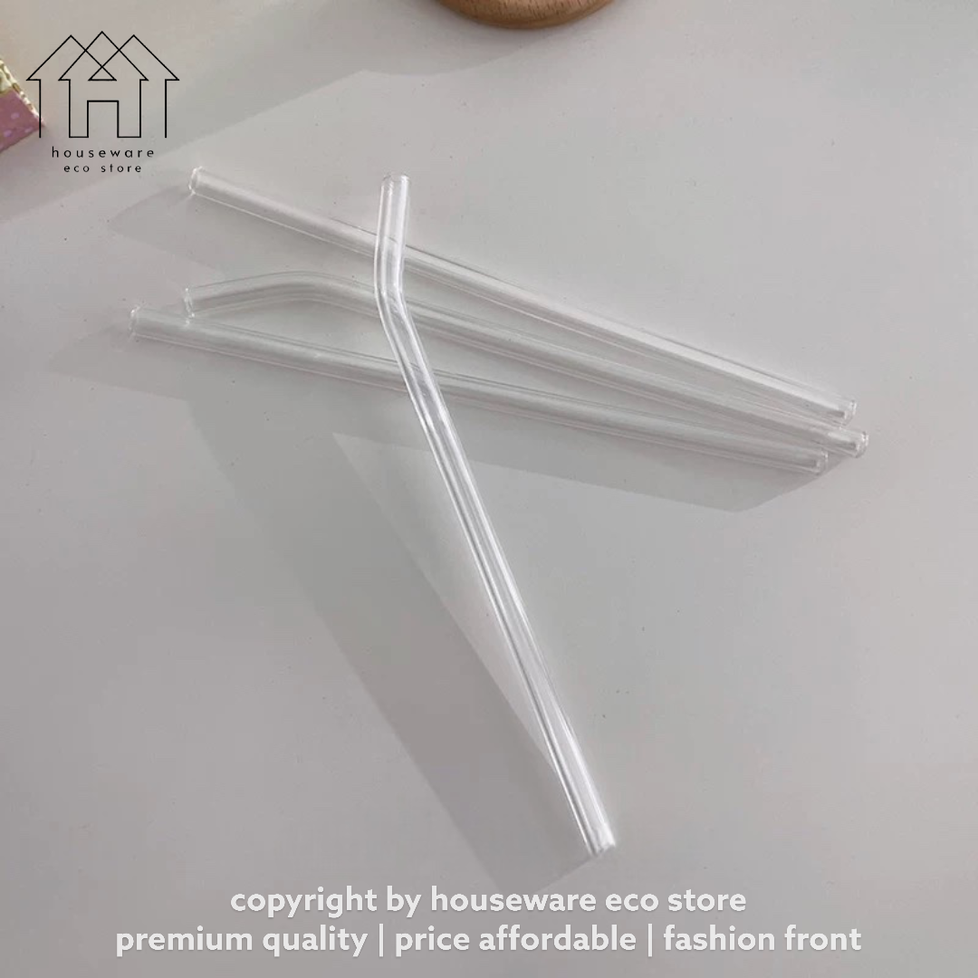 20cm Eco Friendly Bent High Borosilicate Glass Straw Reusable Drinking ...