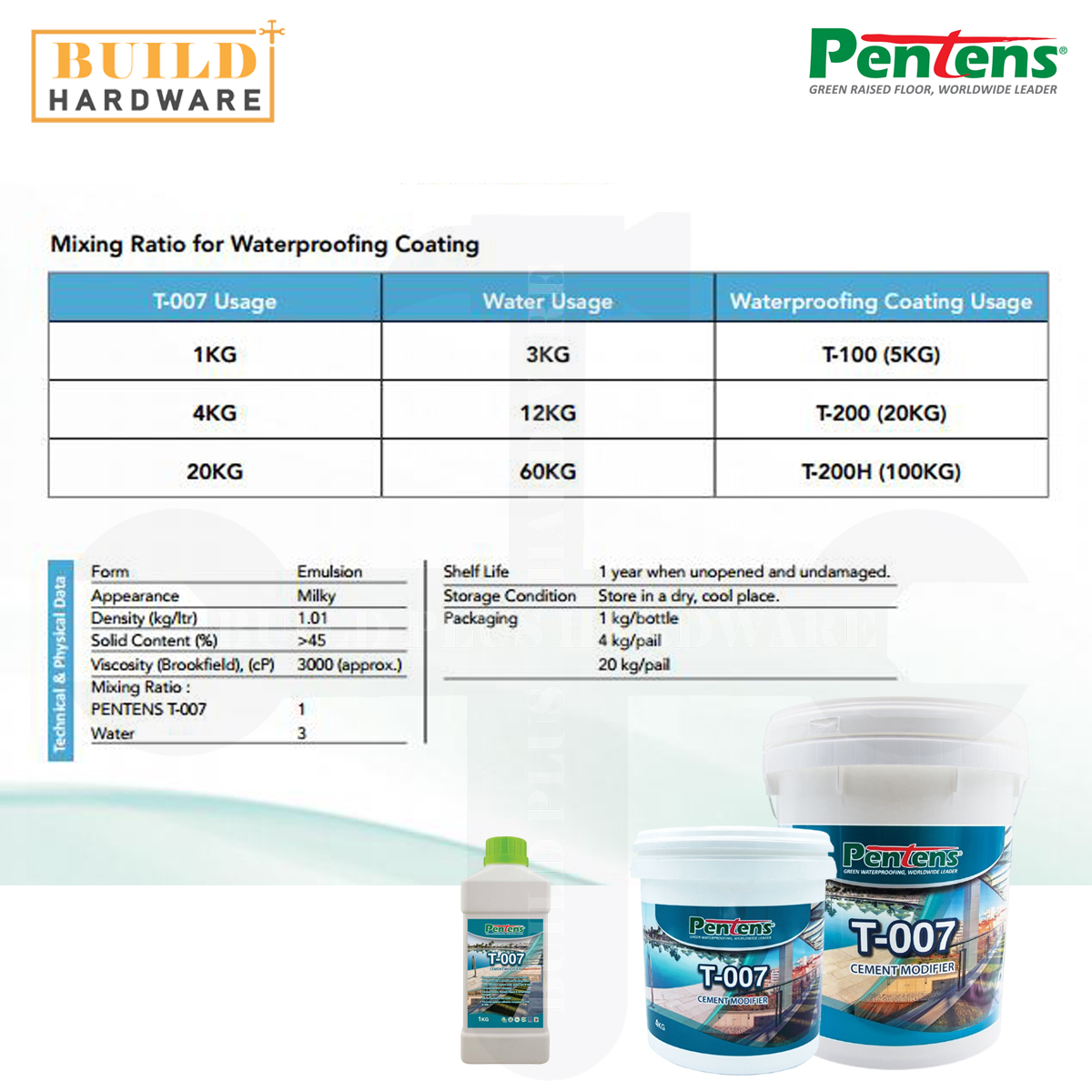 PENTENS T-007 1kg /4kg Cement Modifier Waterproof Primer 水泥改质剂 Primer ...