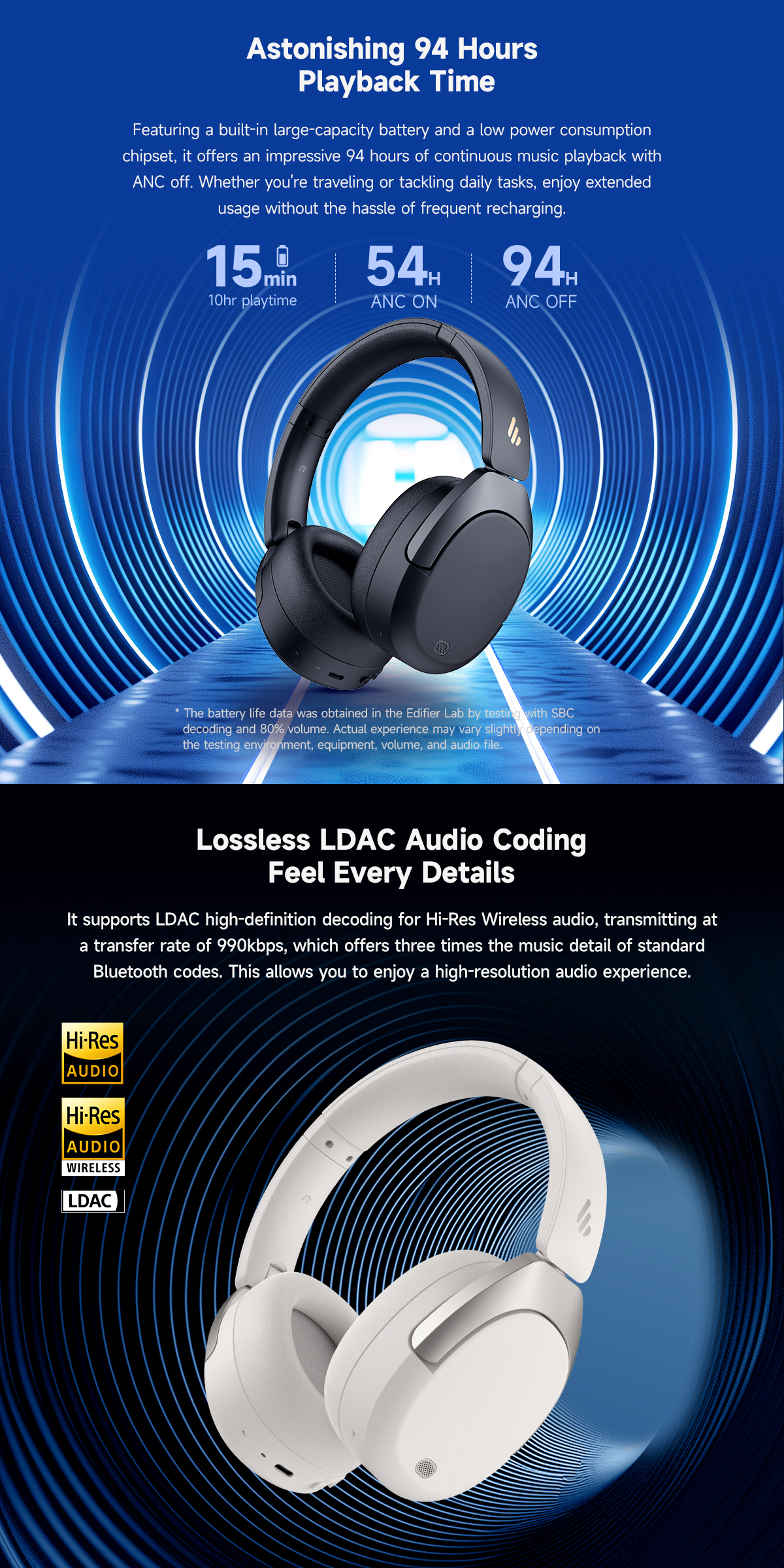 Edifier W830NB - 360° Spatial Audio Wireless ANC Headphones | Hi-Res ...