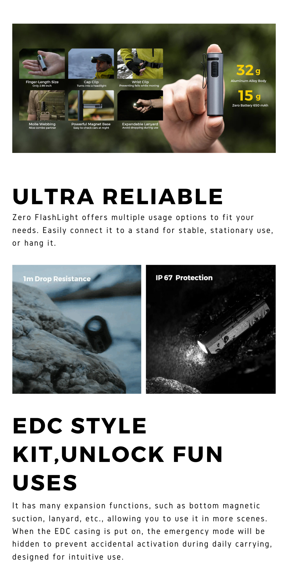 Flextail Zero Flashlight EDC 1200lm Flashlight (with Zero Battery + Case) | Shopee Malaysia