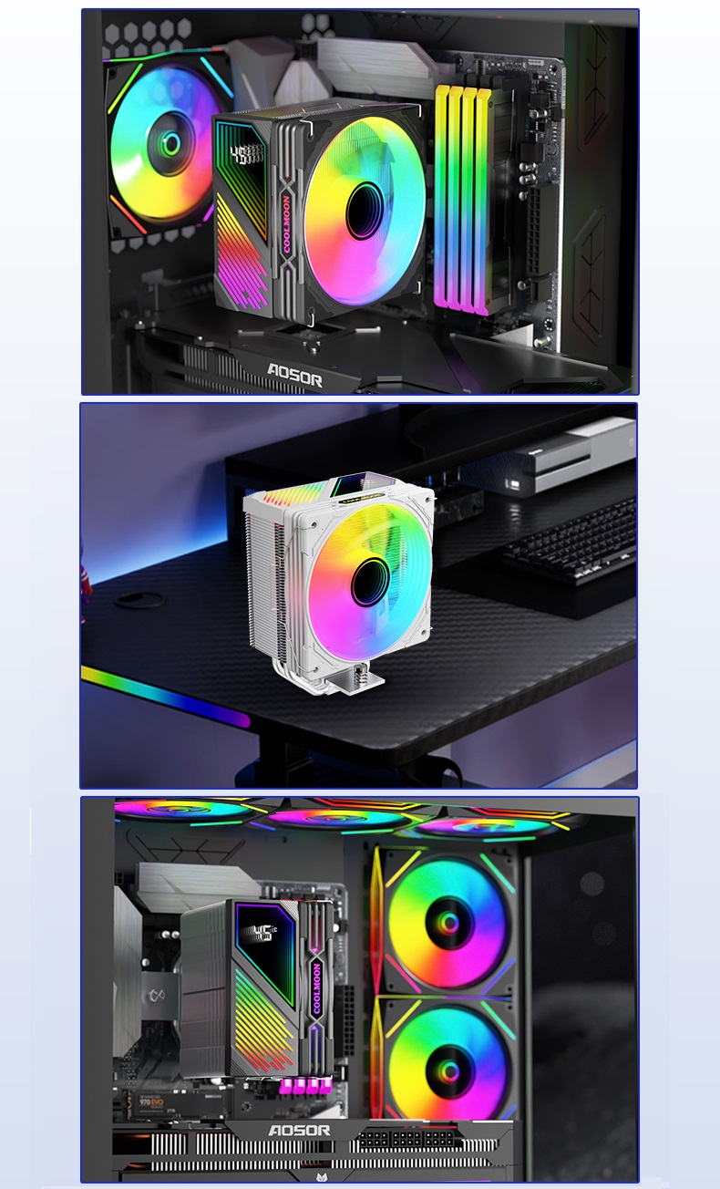 Coolmoon GT400 Black White ( ARGB ) 4Pipe 12CM Tower CPU Cooler ...
