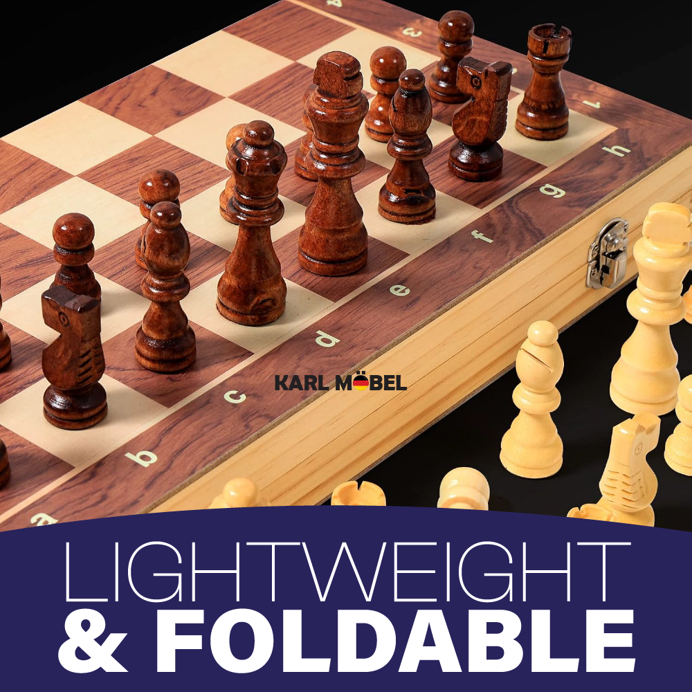 Chess Set Board Wooden Magnetic Foldable Chess Board Portable Papan ...