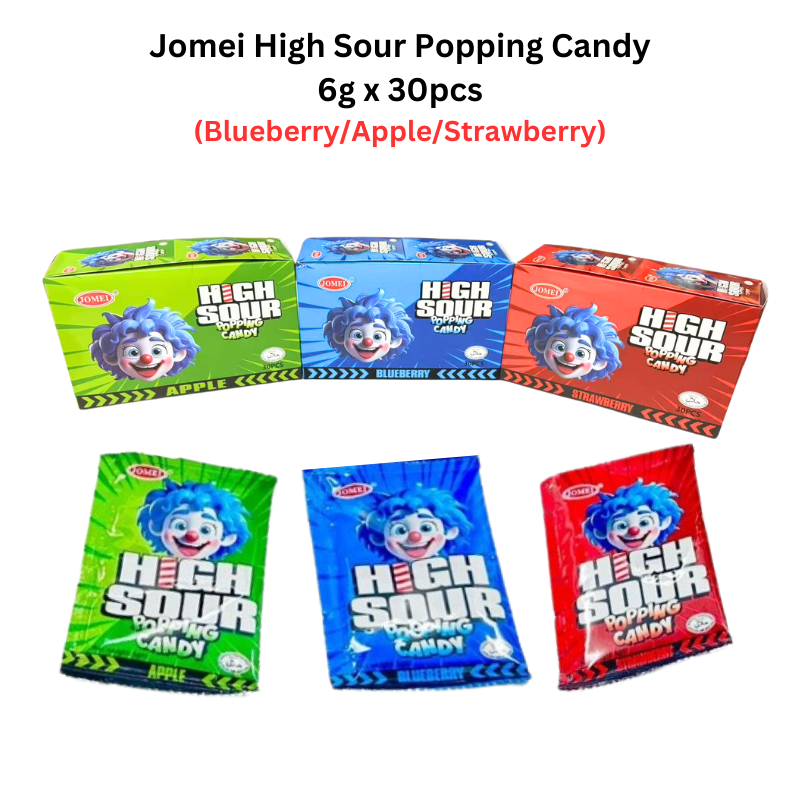 *Halal* Jomei High Sour Popping Candy 6g x 30pcs (Blueberry/Apple ...