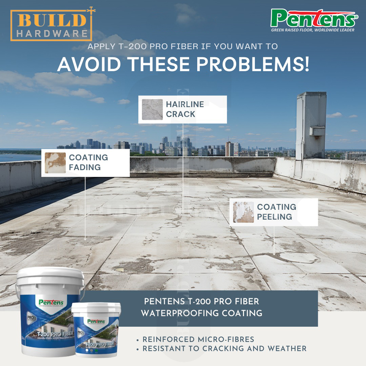 PENTENS T-200 PRO Fiber 5kg Ultimate Elastic Acrylic Waterproofing ...