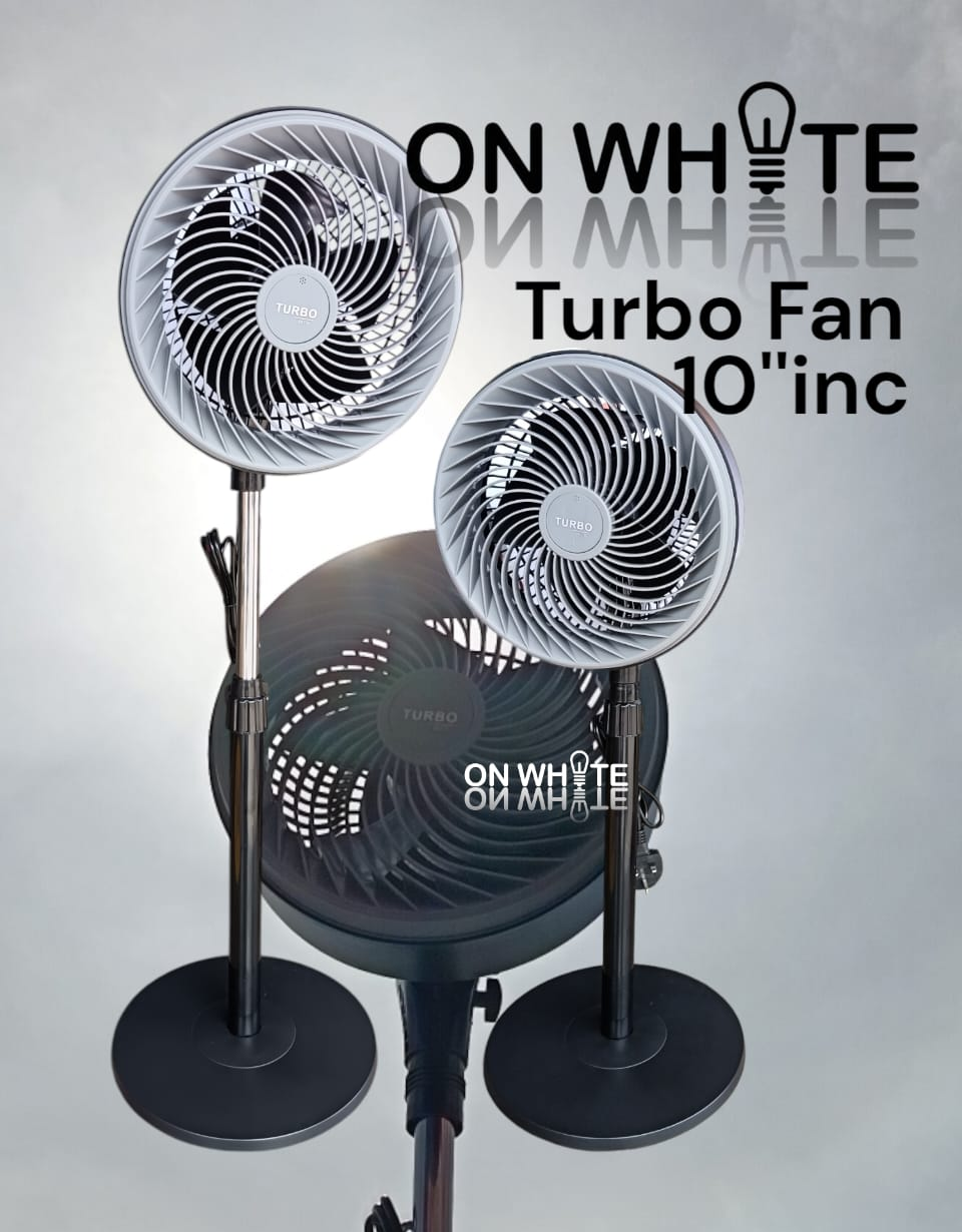 TURBO FAN 10"INC STAND FAN 3 SPEED WITH ADJUSTABLE METAL ROD STAND ...
