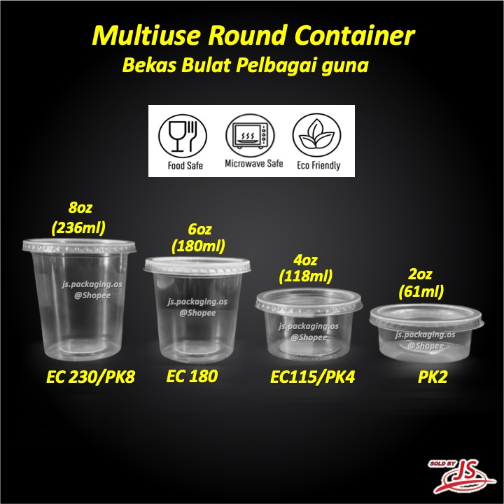 EC180 6oz Bekas Ais Krim Yogurt dan penutup Bekas Bulat PP Plastik Round Container with lids ...