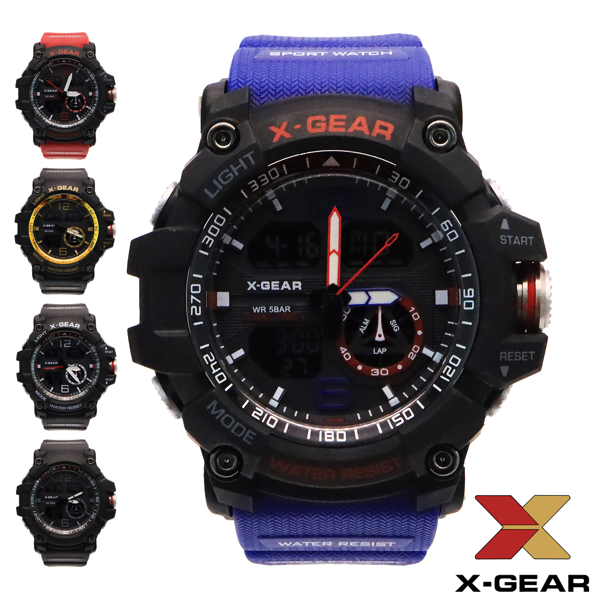 X-GEAR Watch ORIGINAL 30m Waterproof Rubber Strap Dual Time Watch ...