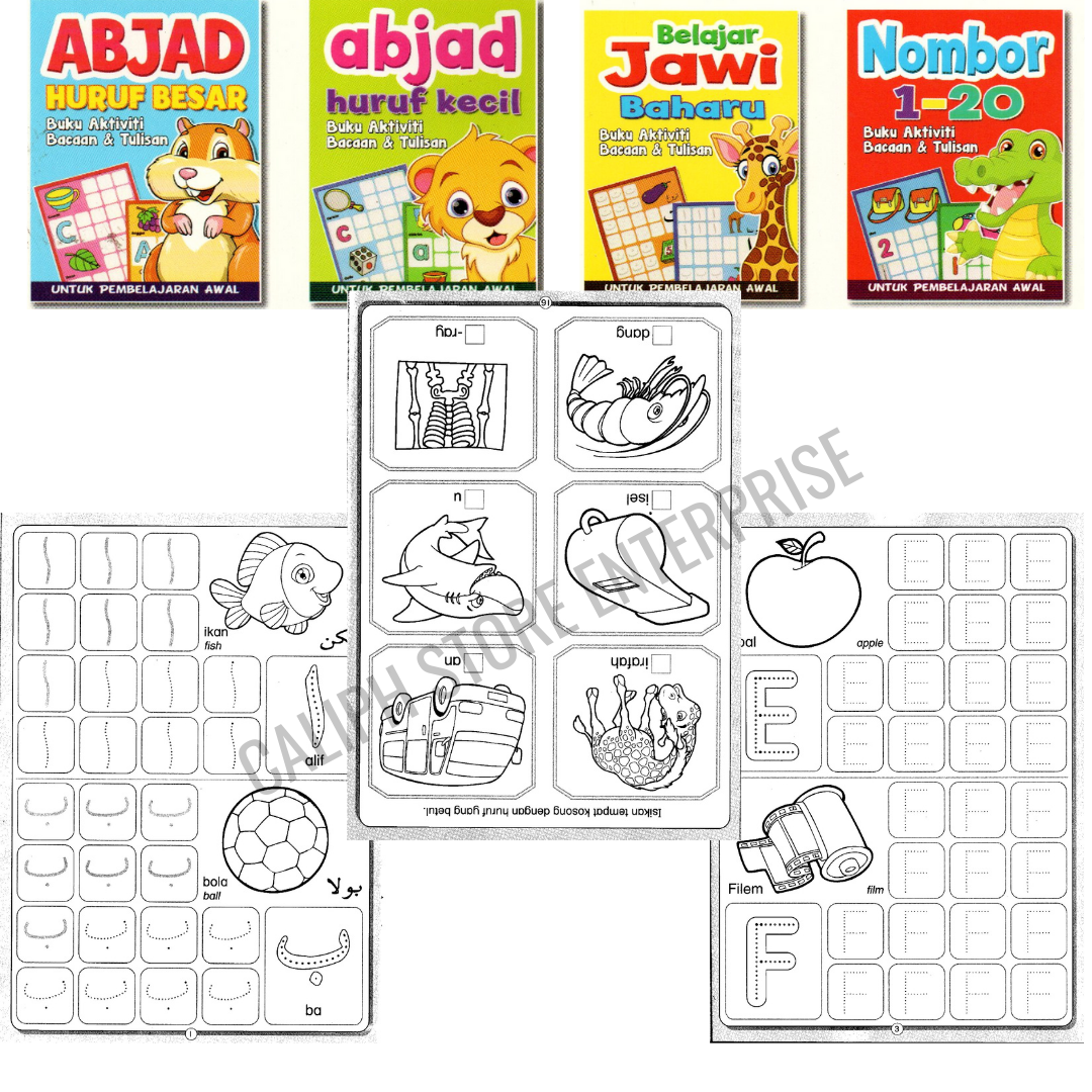 Buku Aktiviti Bacaan & Menulis Untuk Pembelajaran Awal Abjad ABC abc ...