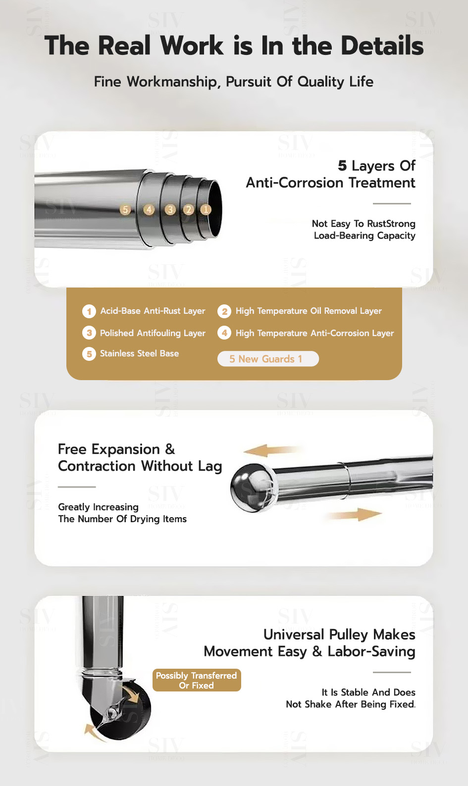 SIV Thickened Stainless Steel Clothes Drying Rack – Adjustable Triple ...