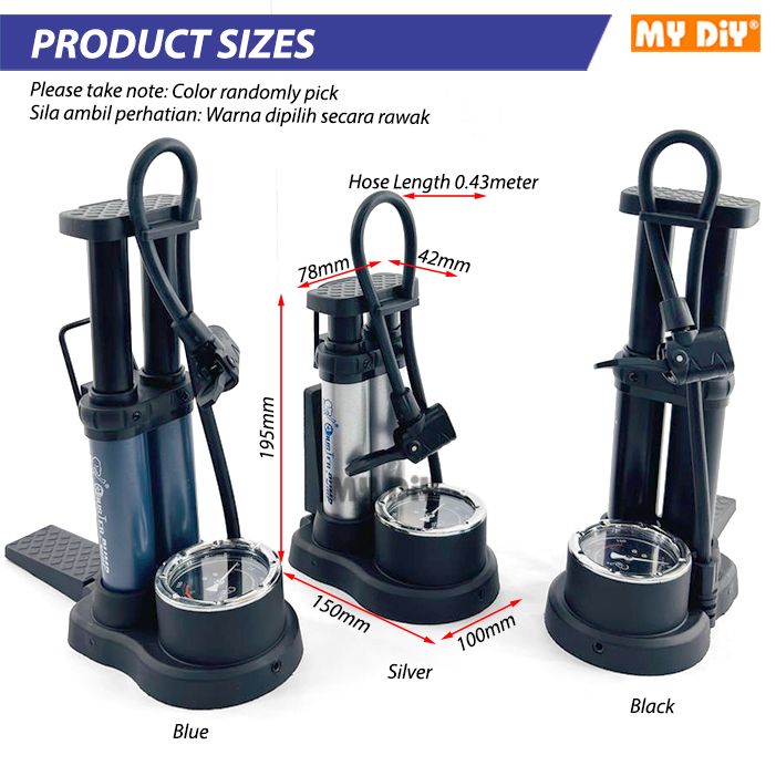 GREAT DEAL !!! Buster Bicycle Foot Pump Double Cylinder With Meter Pam ...