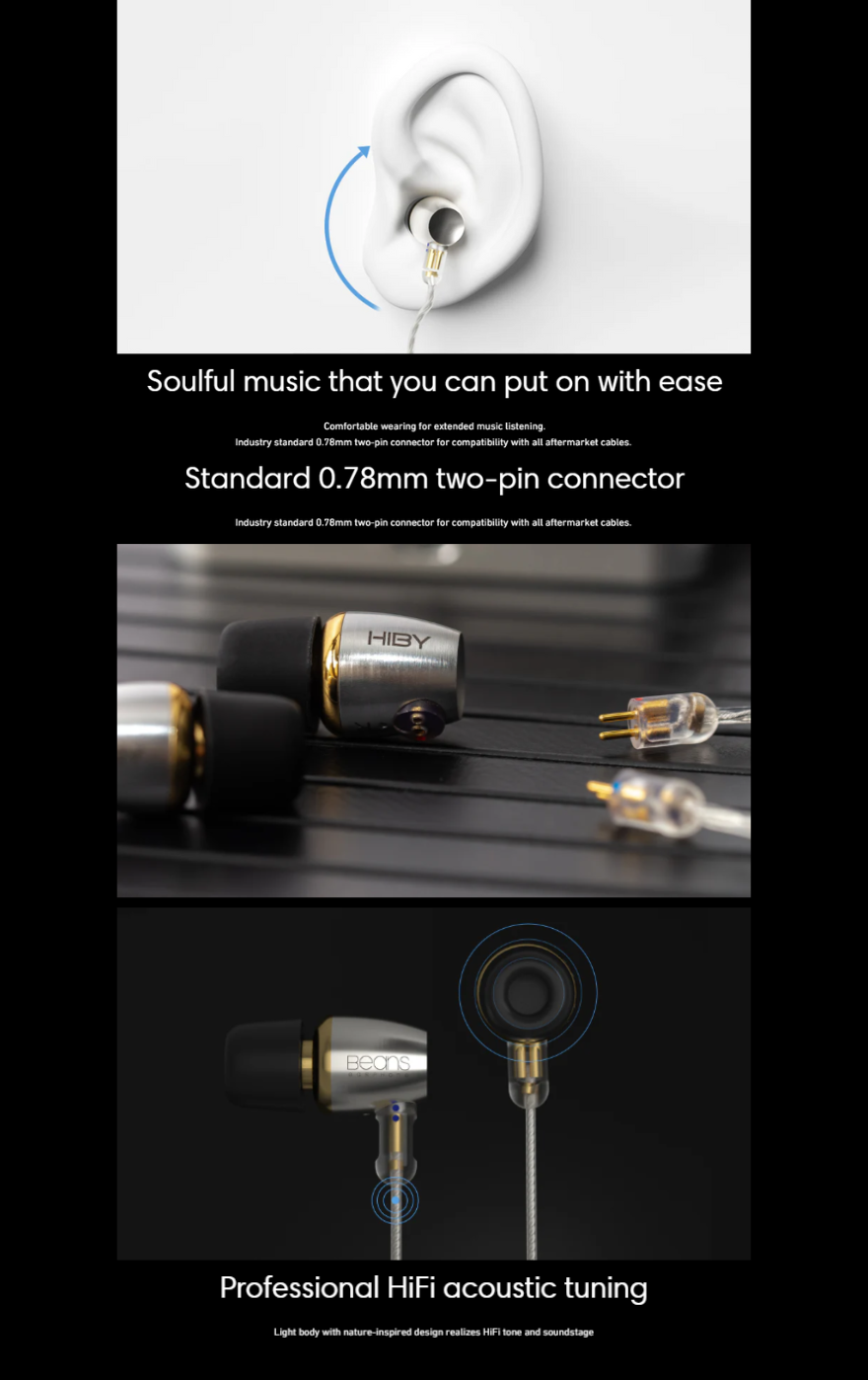 HiBy Beans, Dynamic In-Ear Monitors: 10mm PU+PEEK Diaphragm, Dual ...