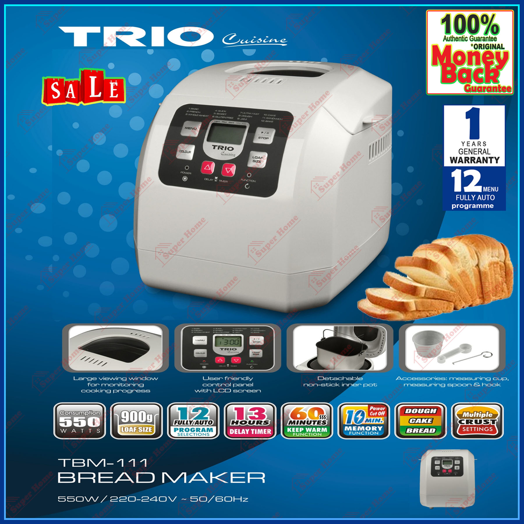 Pensonic Bread Maker PBM2000 Chef's Like Bread Maker / Trio Bread Maker TBM-111 | Shopee Malaysia