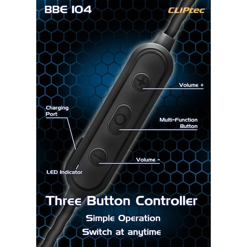 CLIPTEC BBE104 DUAL DYNAMIC DRIVERS BLUETOOTH EARPHONE (AIR-2SONIC ...