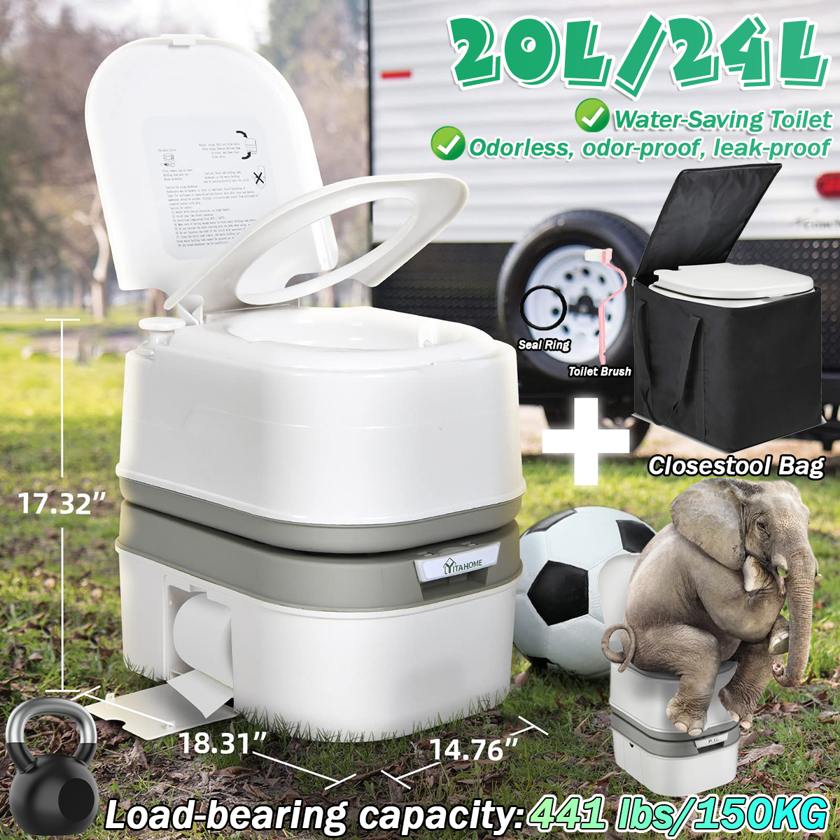 20L 24L Portable Toilet for camping Mobile Outdoor Travel Boat Toilet ...