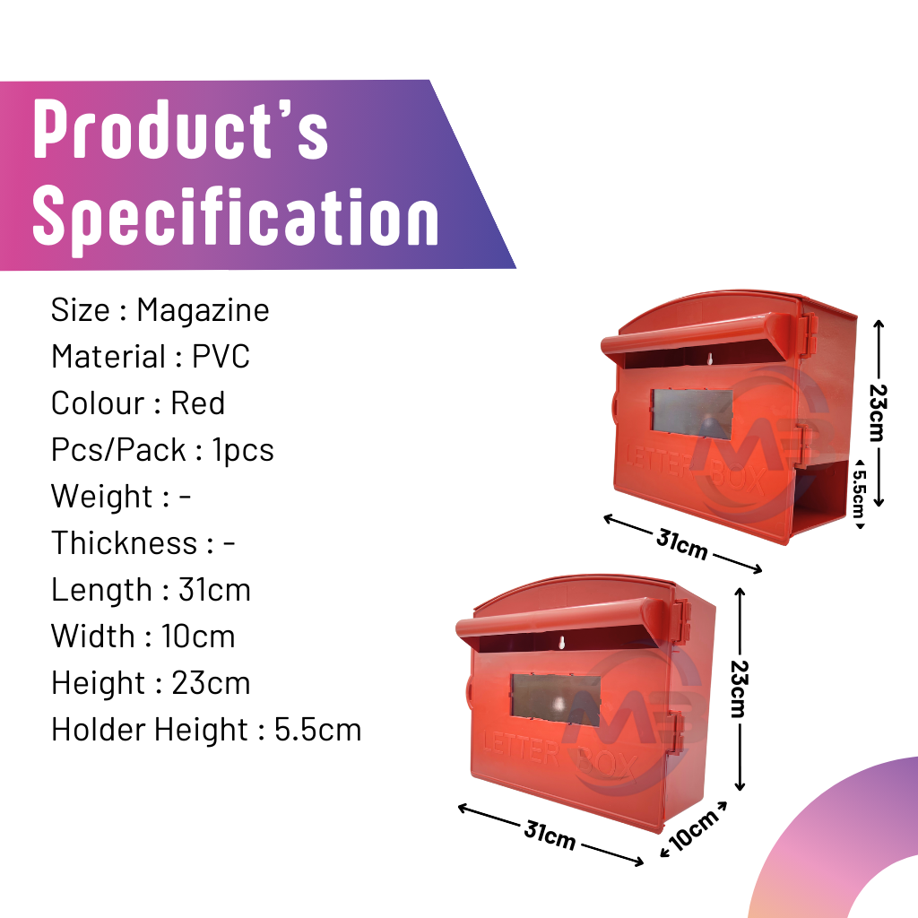 Peti Surat Plastik | Red PVC Letter Box Magazine Letter Box Magazine ...