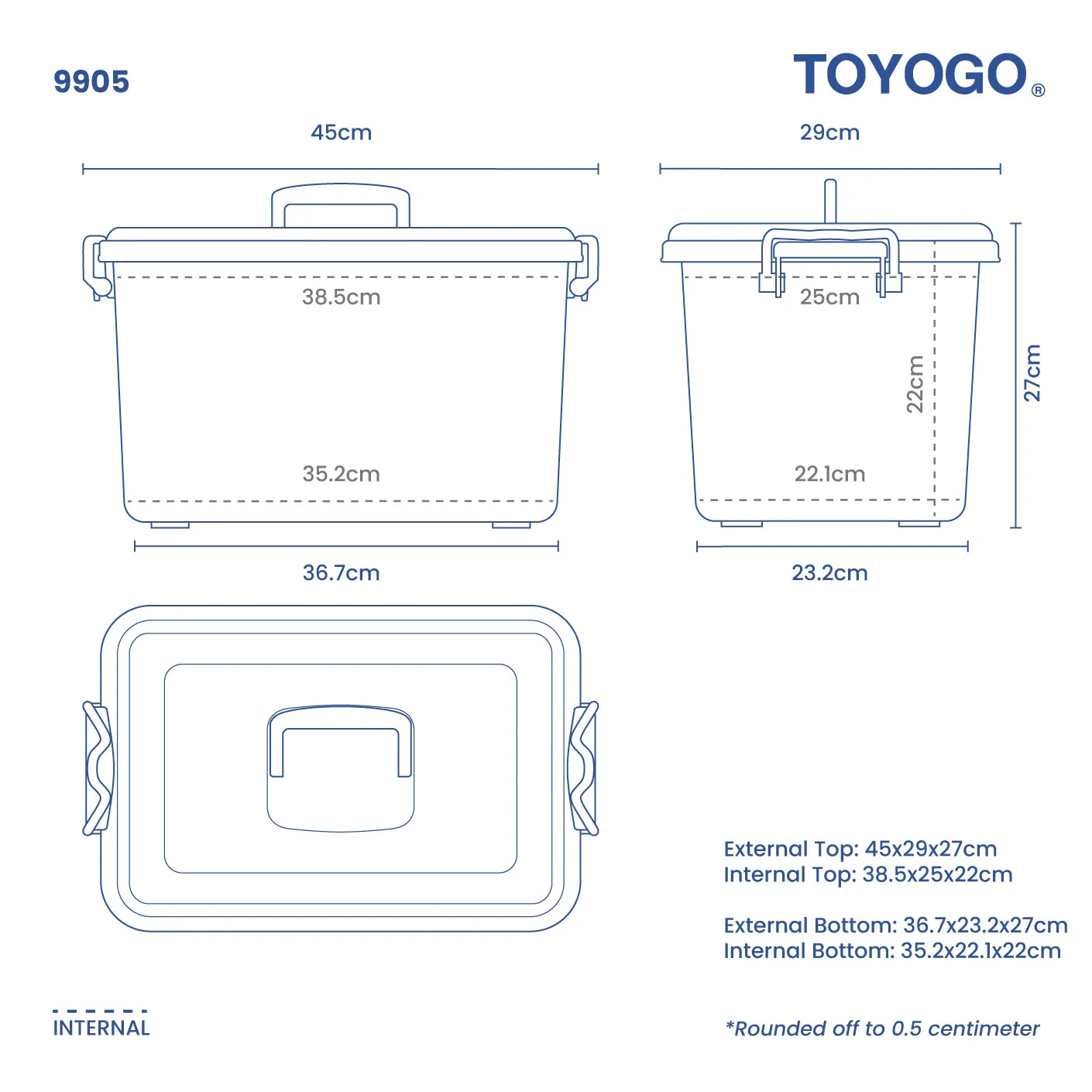 TOYOGO Handy Storage Box with Lid & Clip - Translucent 9905 (22L) [4 ...