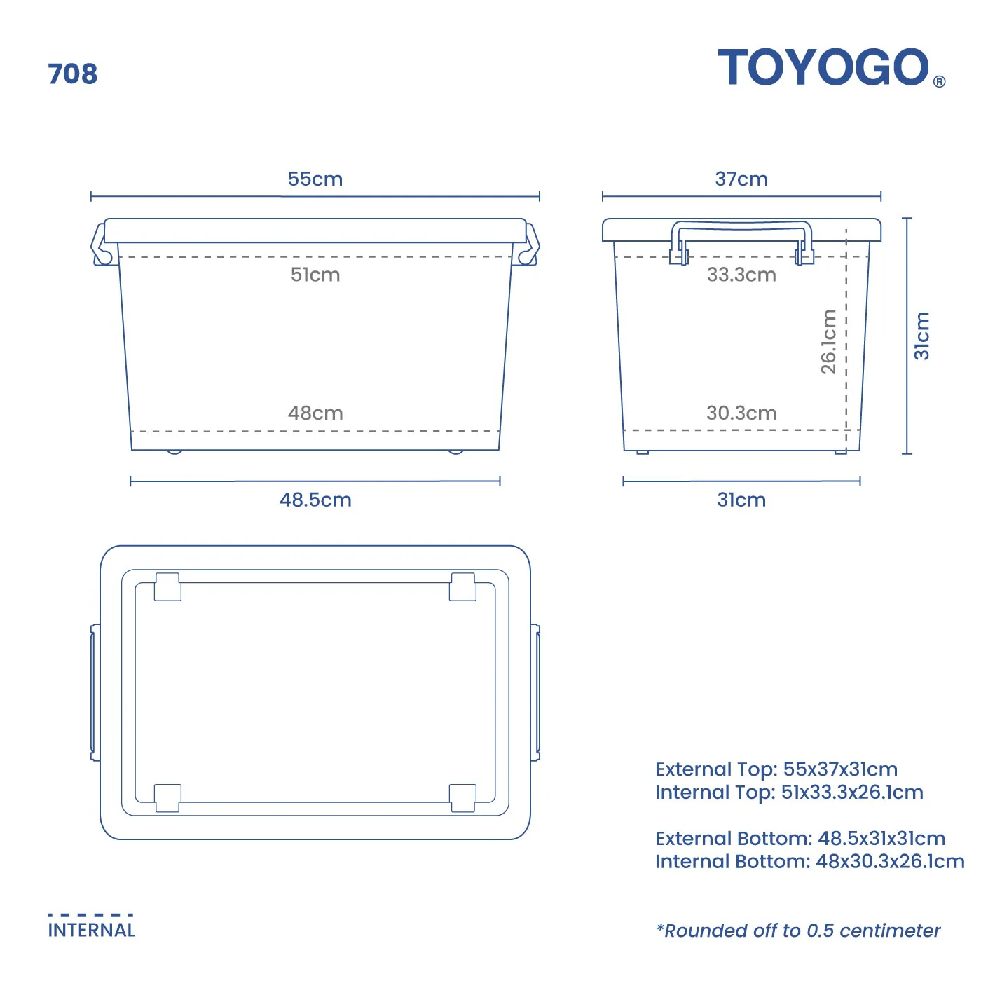 TOYOGO Storage Box with Lid - Translucent 708 (41L) [2/6 units ...