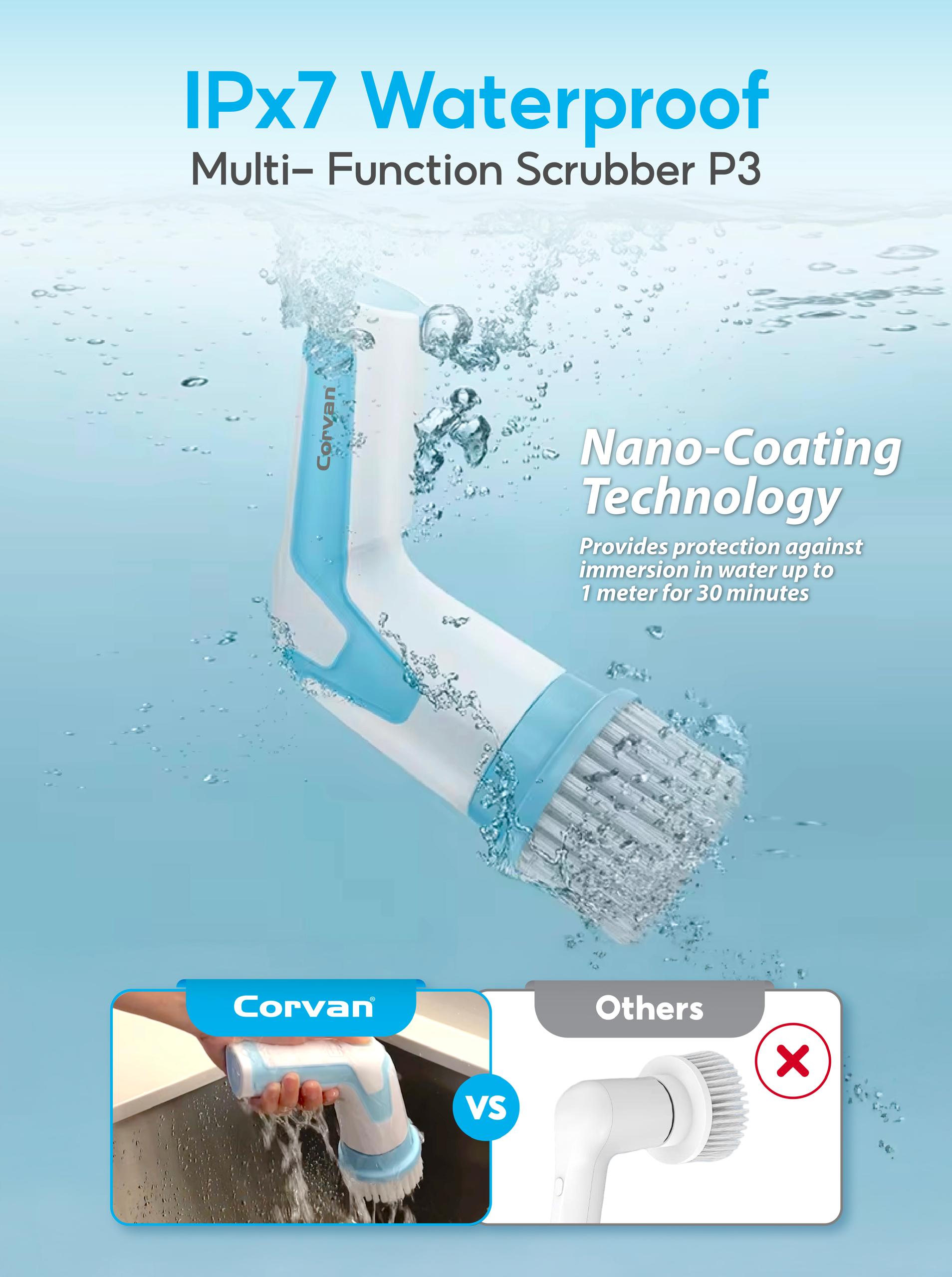 Corvan P3 Cordless Power Scrubber – Rechargeable Bathroom & Floor ...