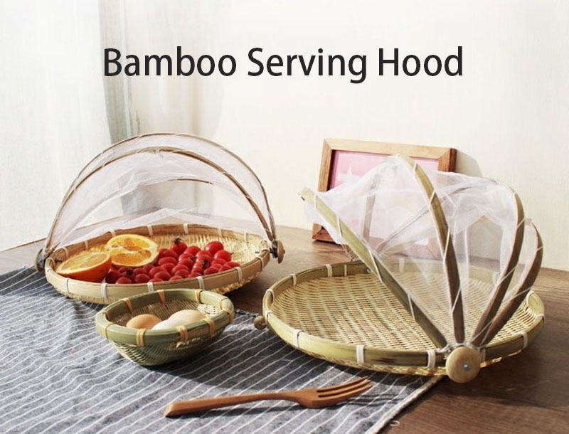 Bamboo Food Serving Tent Round Food Hood Handmade Flyproof Food Picnic ...
