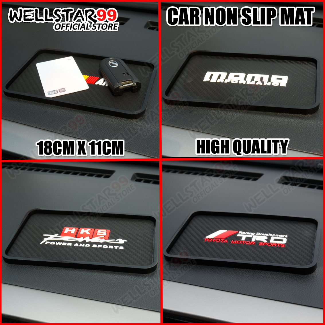 Car Dashboard Anti Slip Mat Carbon MOMO Ralliart HKS TRD Monster ...