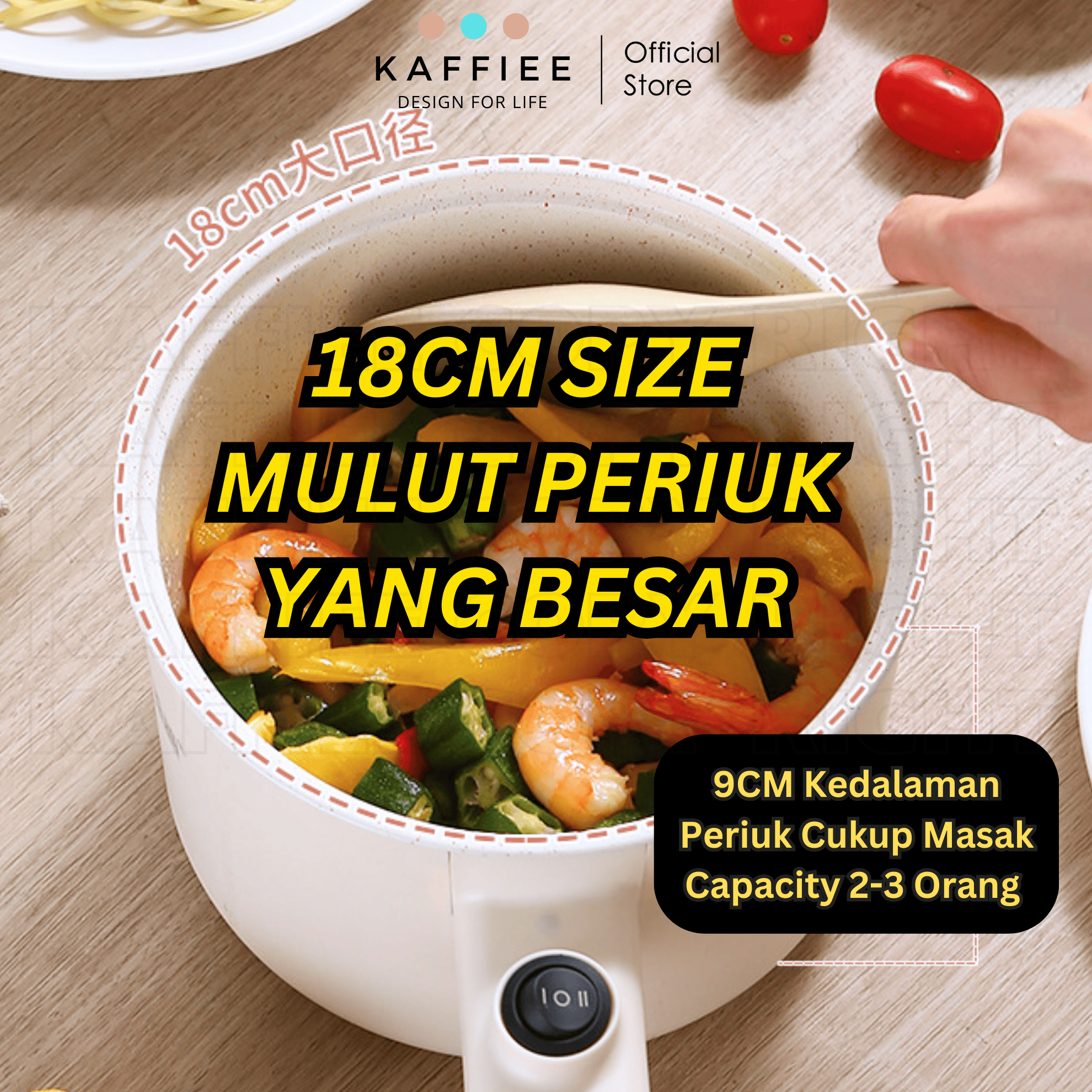 KAFFIE 1.8L Periuk Cooker Non Stick Serbaguna Multi Cooker With Steamer ...