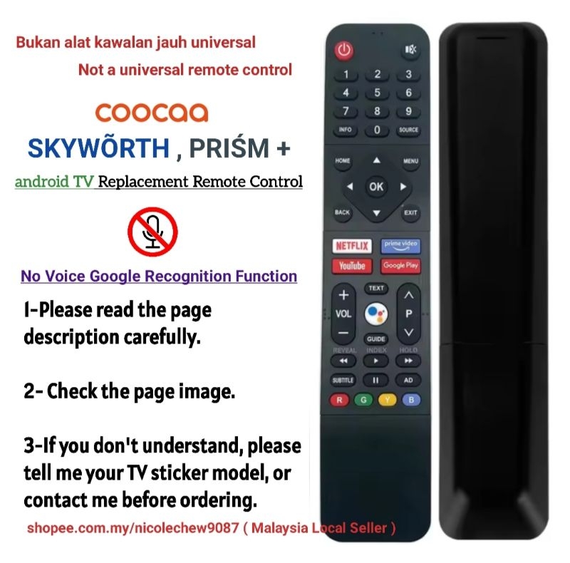 Compatible Skyworth/ Coocaa/ Prism+ android Smart LED TV Replacement ...