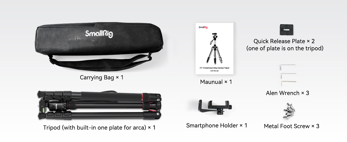 SmallRig CT-10 Aluminum Travel Tripod with Ball Head for DSLR, Mirrorless Camera & Smartphone ...