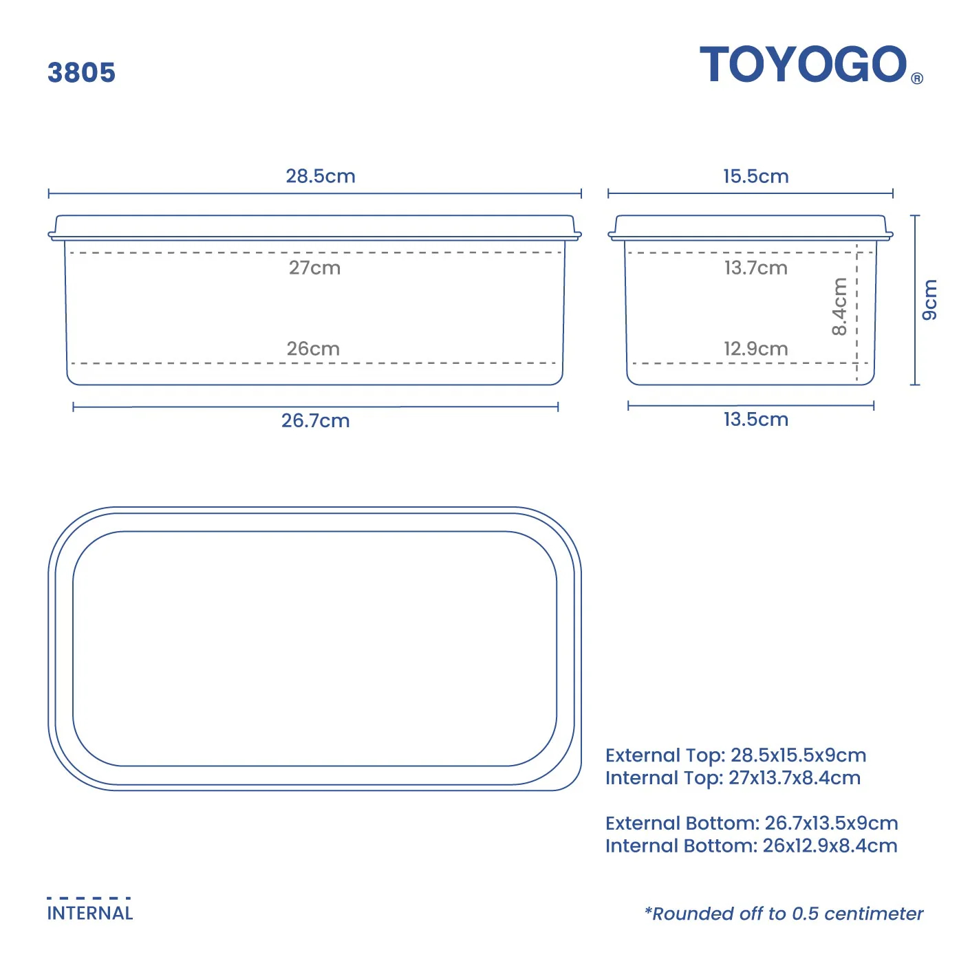TOYOGO Microwavable and Freezer Food Container 3805 (3L) [6 units/12 ...