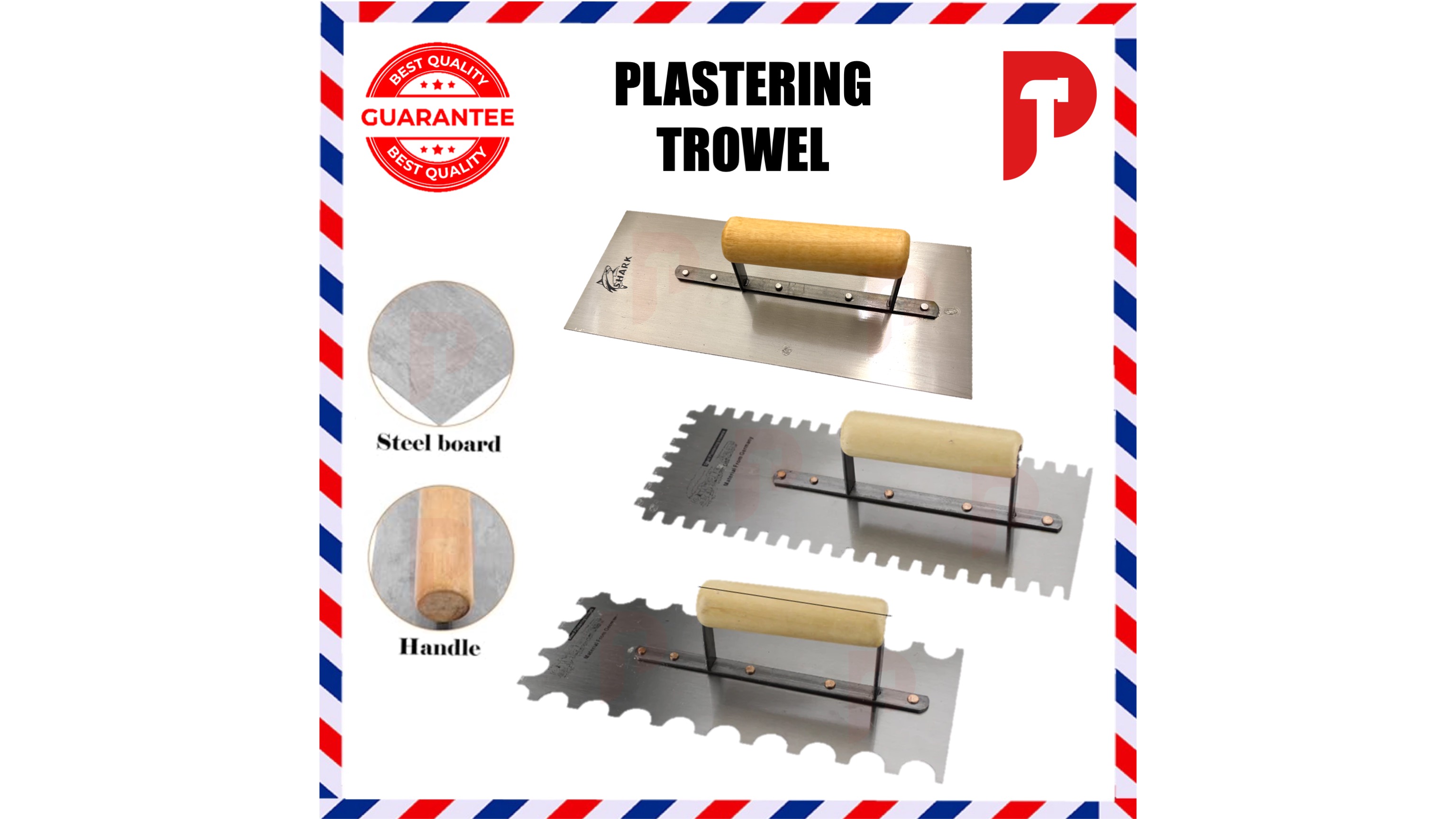 Plastering Trowel 🔥 Ready Stocks 🔥 Notched With Wood Handle (With Teeth ...