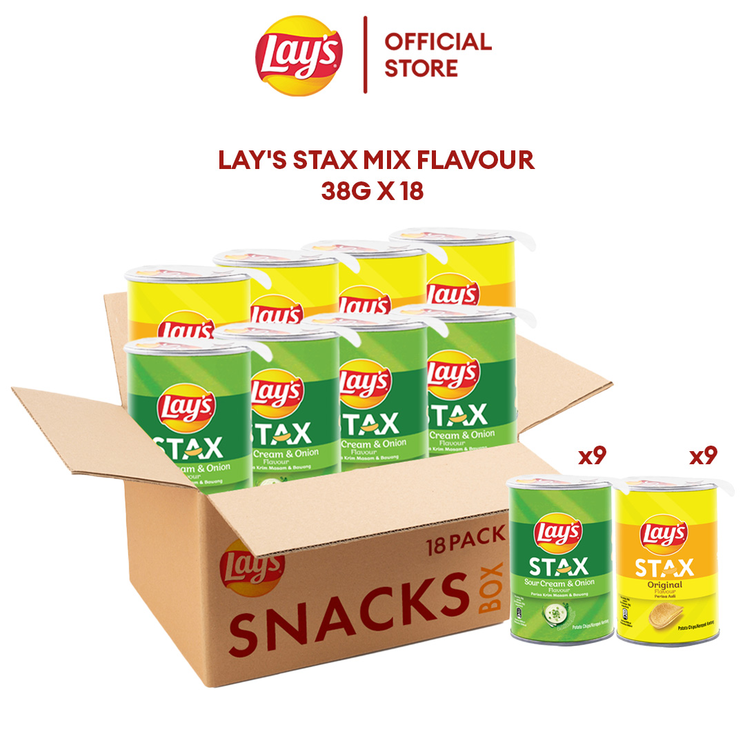 [Half Carton] Lay's MY Stax Classic/Sour Cream & Onion 38g x 18 | Shopee Malaysia