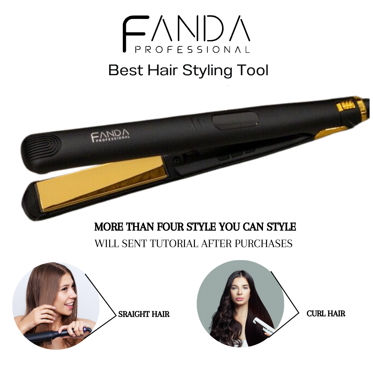 FANDA Ceramic Coated Hair Straightener Straightening Hair Iron Fanda ...