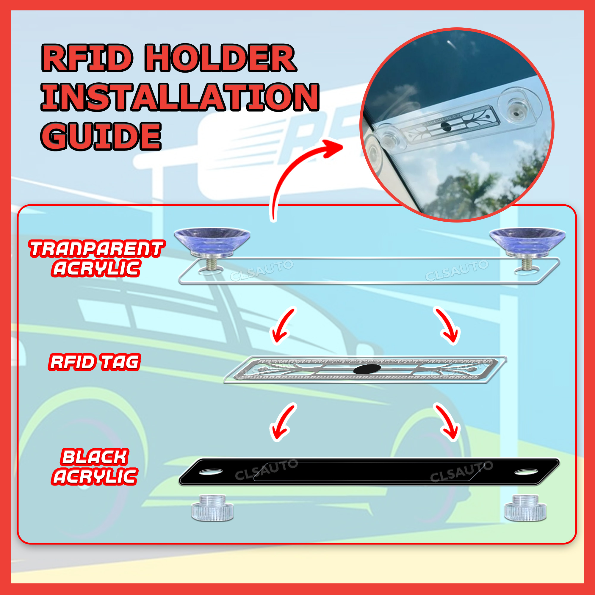 Universal RFID Car Holder for Condo Office Access Tag Double Layer ...