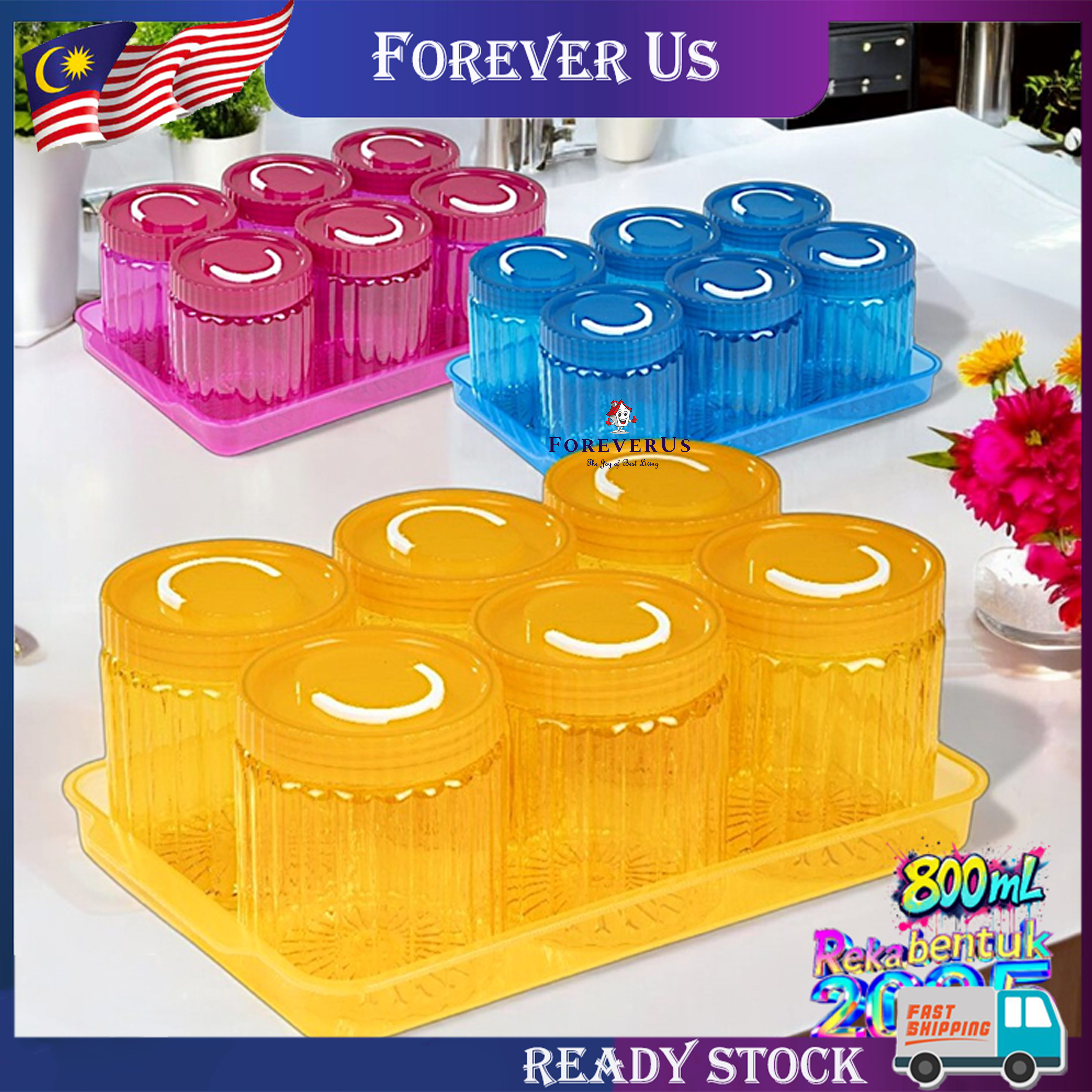 6pcs Set Bekas Kuih Raya Set With Handle /Cookies Container Set /Bekas ...
