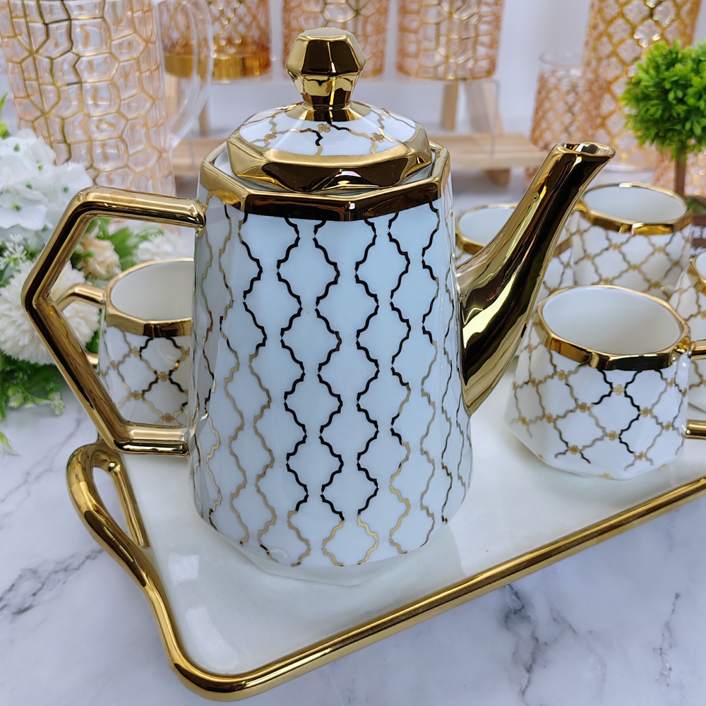 Luxury Porcelain Teapot Set With Tray Tea Cup Set Mugs Tea Pot Coffee ...