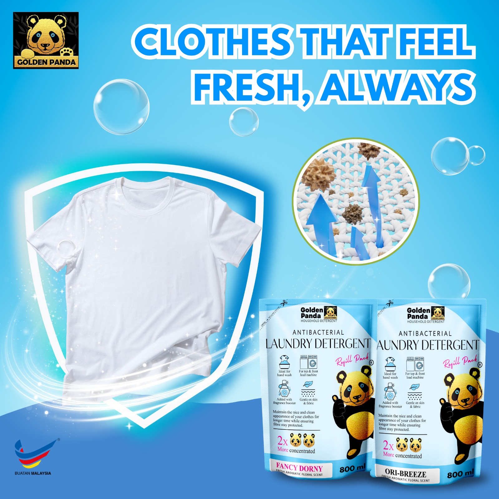 [REFILL PACK] Golden Panda Antibacterial Laundry Detergent Liquid 800ml ...