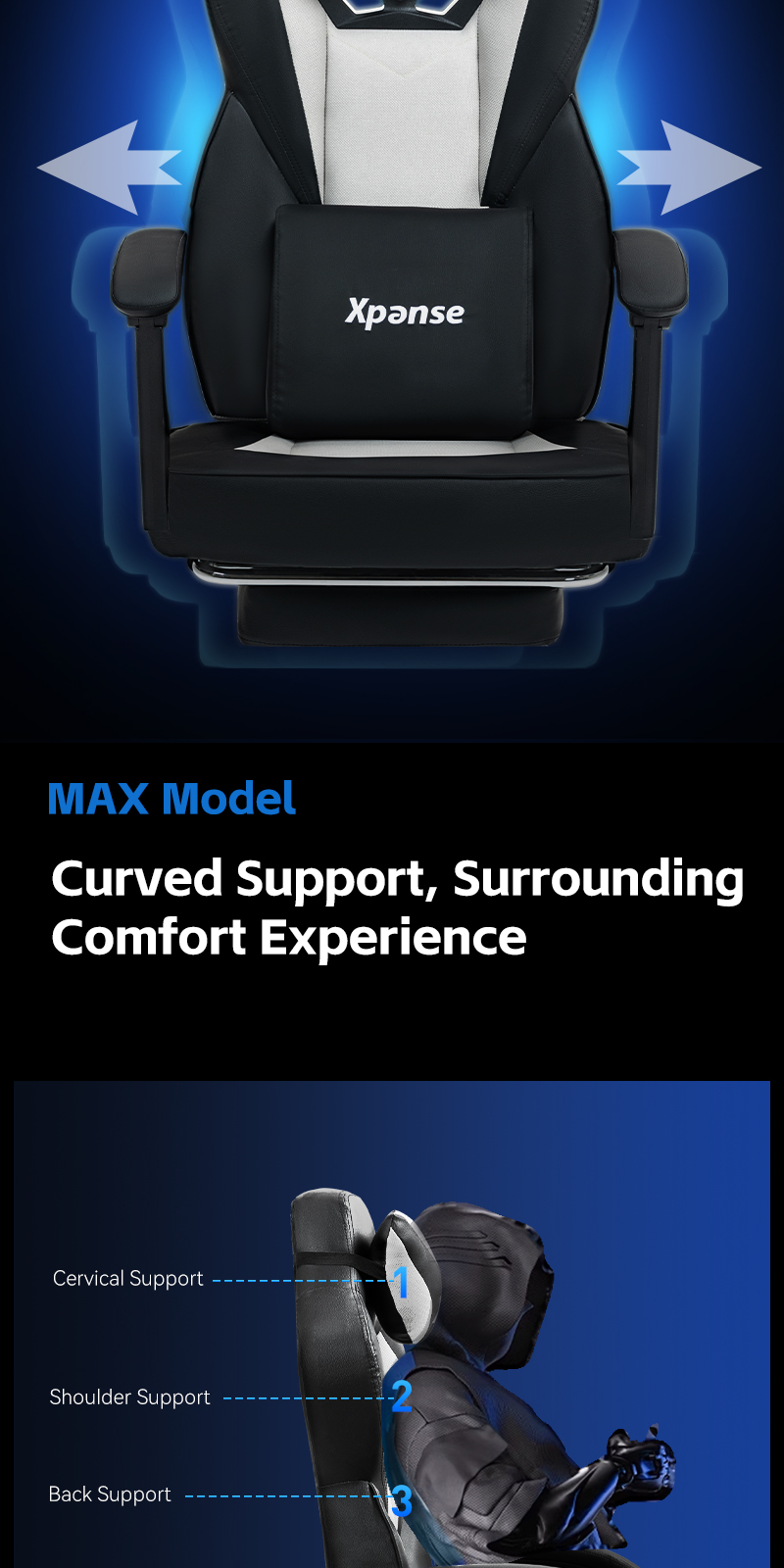 Xpanse Xshade 135° Lean Gaming Office Ergonomic Computer Chair | Shopee ...