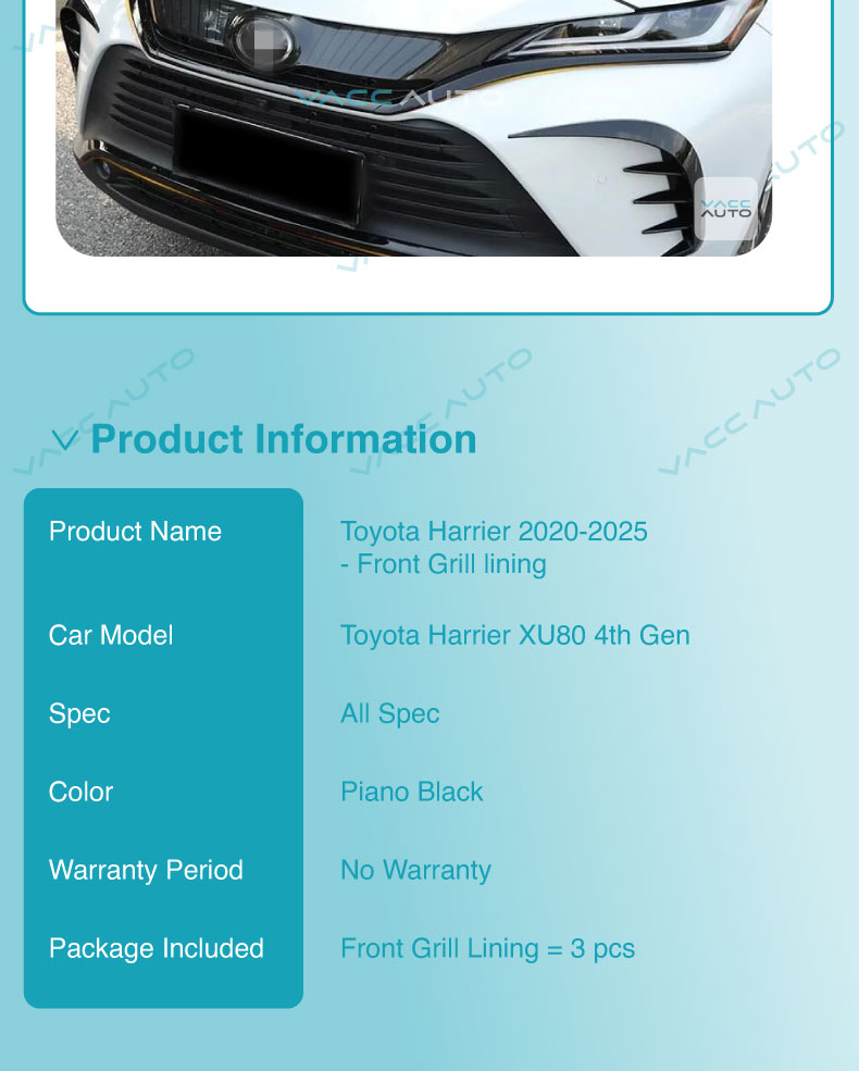 Toyota Harrier XU80 Gen (2020-2025) Front Center Mesh Grille Grill ...