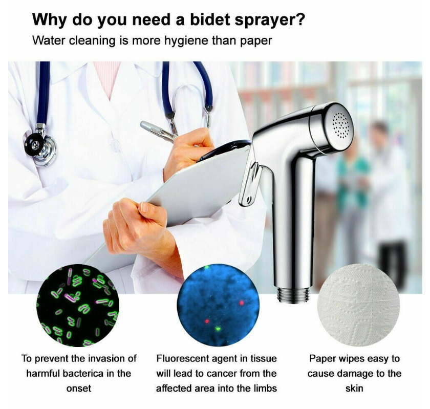 Full Set ABS Hand Bidet With Hose And Bracket Hand Spray (Anti Burst ...